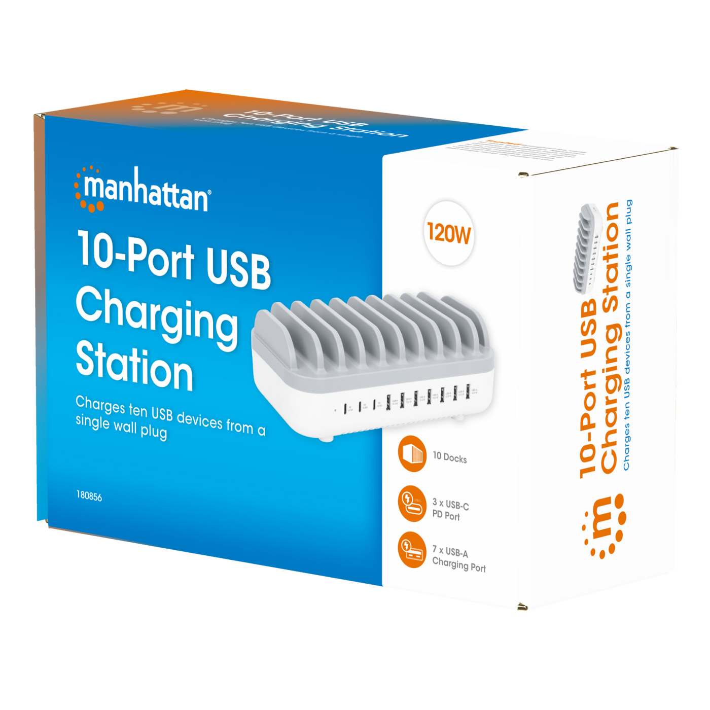 Manhattan Estación de carga de 10 puertos USB - 120 W (180856) – Manhattan Products México