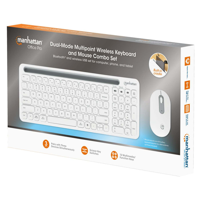 Kit de teclado y mouse inalámbricos con conexión dual USB y Bluetooth ...