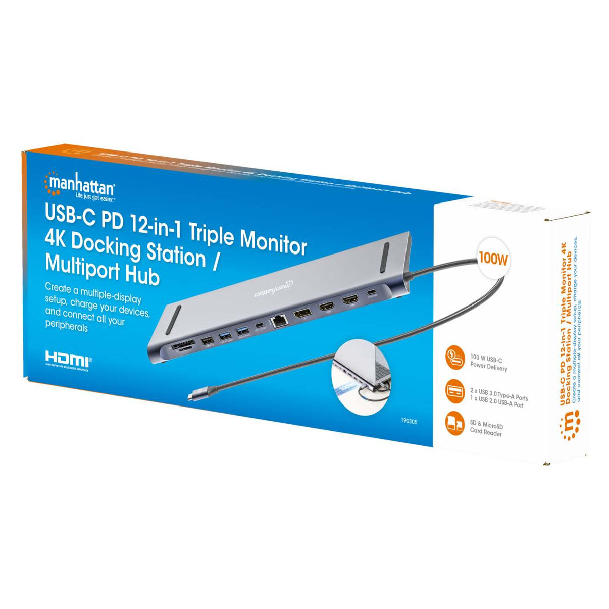 Estación De Carga Hub Multipuerto Usb C Pd 12 En 1 Para Tres