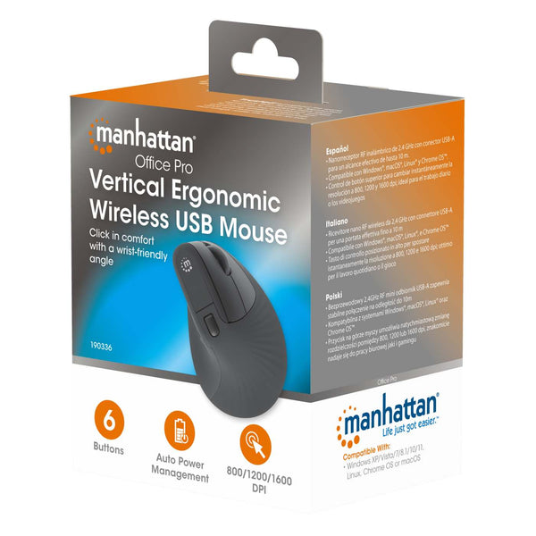 Manhattan Mouse Ergonómico Vertical - Inalámbrico USB (190336) – Manhattan Products México